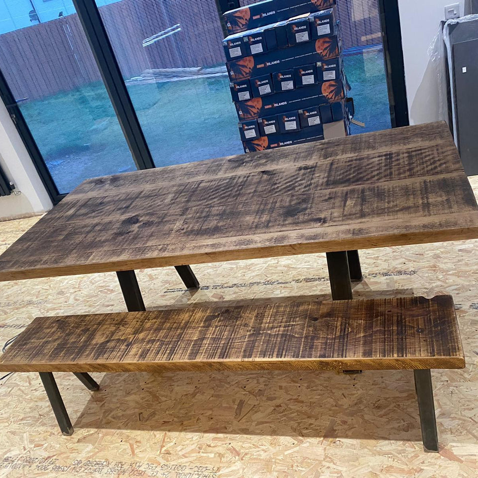 Rustic Industrial Canadian Timber Dining Table – TRL Handmade Furniture
